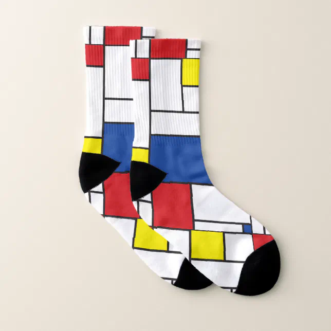 Mondrian Minimalist Geometric De Stijl Modern Art Socks | Zazzle