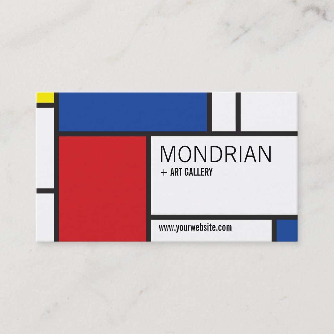 Mondrian Modern Art De Stijl Minimalist Abstract Business Card | Zazzle