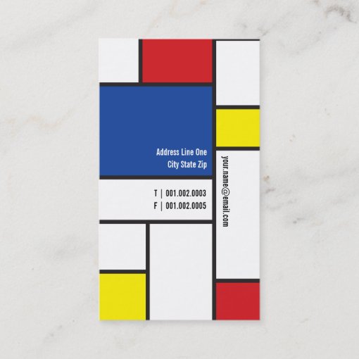 Mondrian Modern Art De Stijl Minimalist Abstract Business Card | Zazzle