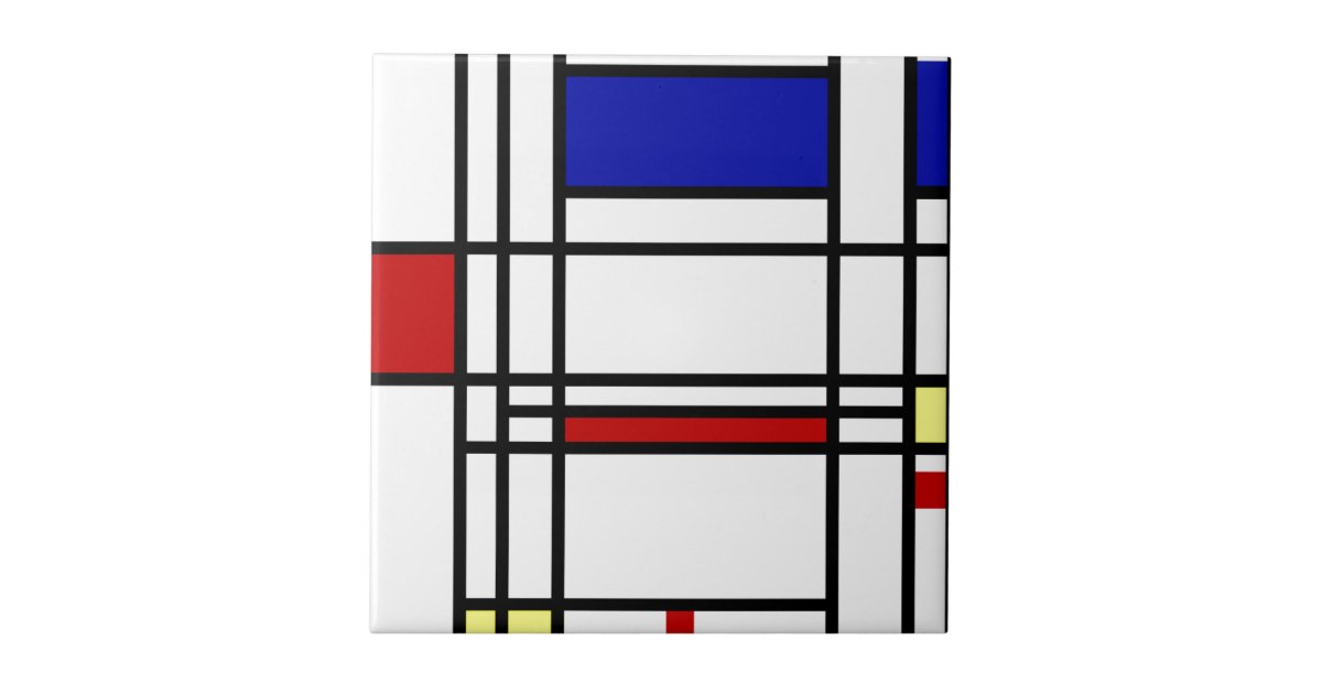 Mondrian Modern Art Tile | Zazzle