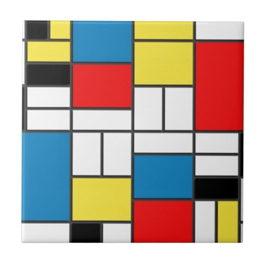 Mondrian Style Ceramic Tile | Zazzle.com