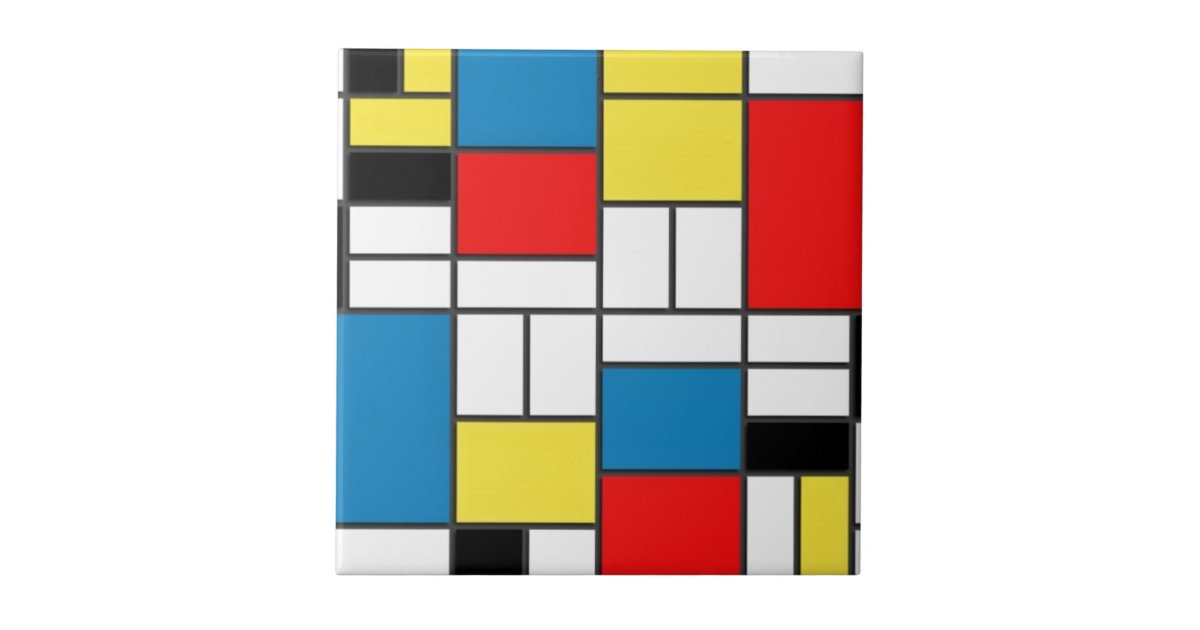 Mondrian Style Ceramic Tile | Zazzle
