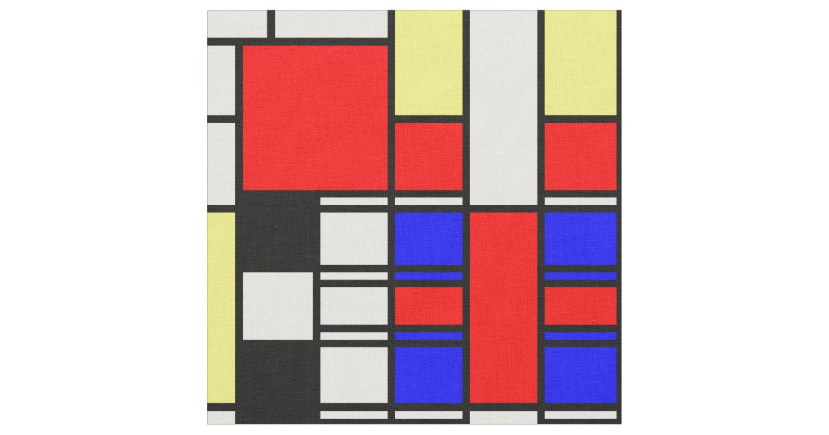 Mondrian style neo plasticism design fabric | Zazzle