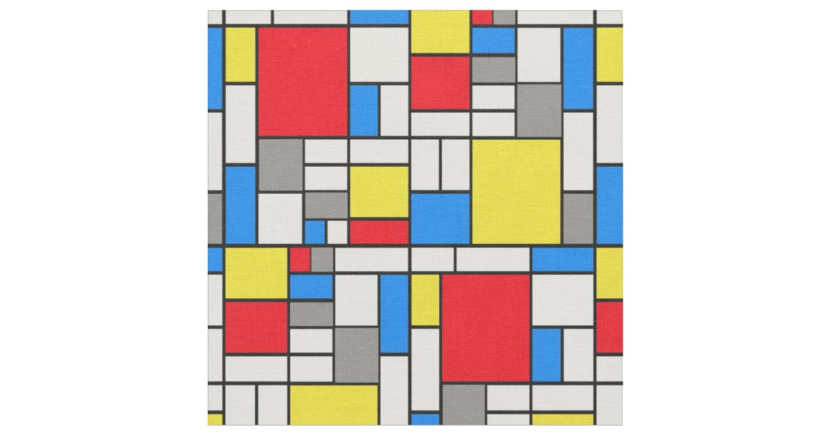 Mondrian theme Fabric | Zazzle