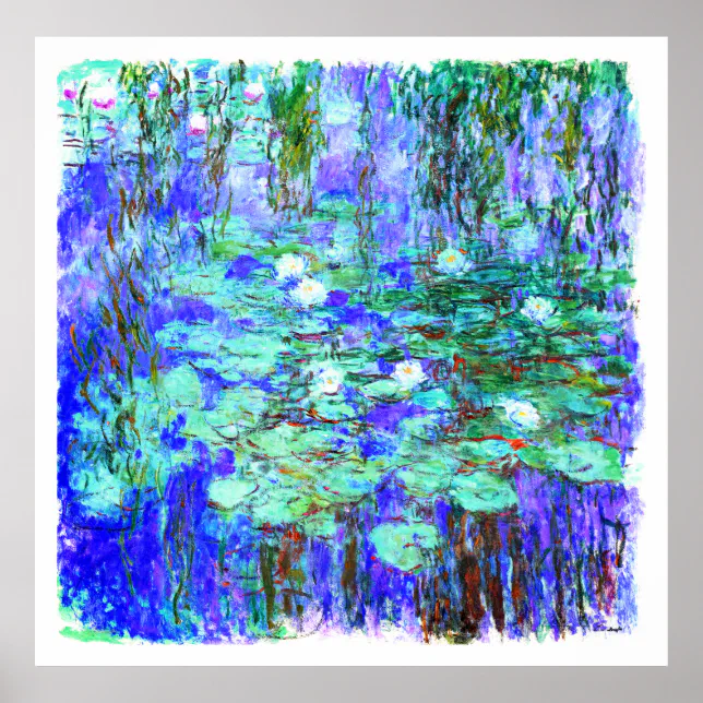 Monet = Blue Water Lilies - Impressionist Painting Poster | Zazzle
