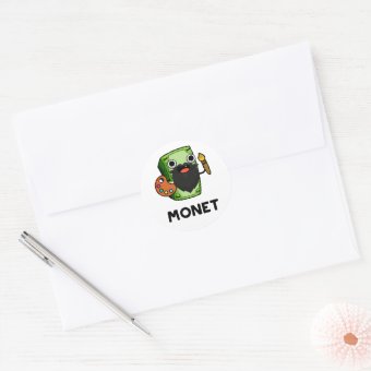 Monet Cute Artist Money Pun Classic Round Sticker | Zazzle