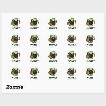 Monet Cute Artist Money Pun Classic Round Sticker | Zazzle