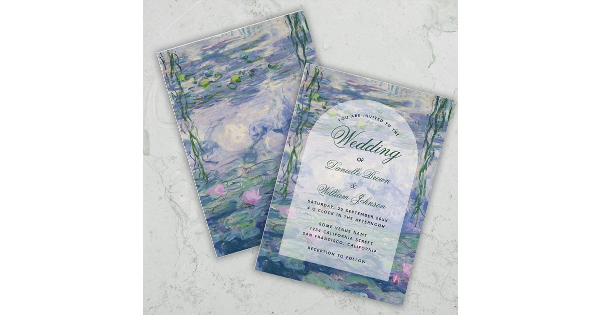 Monet Floral Arch Elegant Wedding Water Lilies Invitation | Zazzle