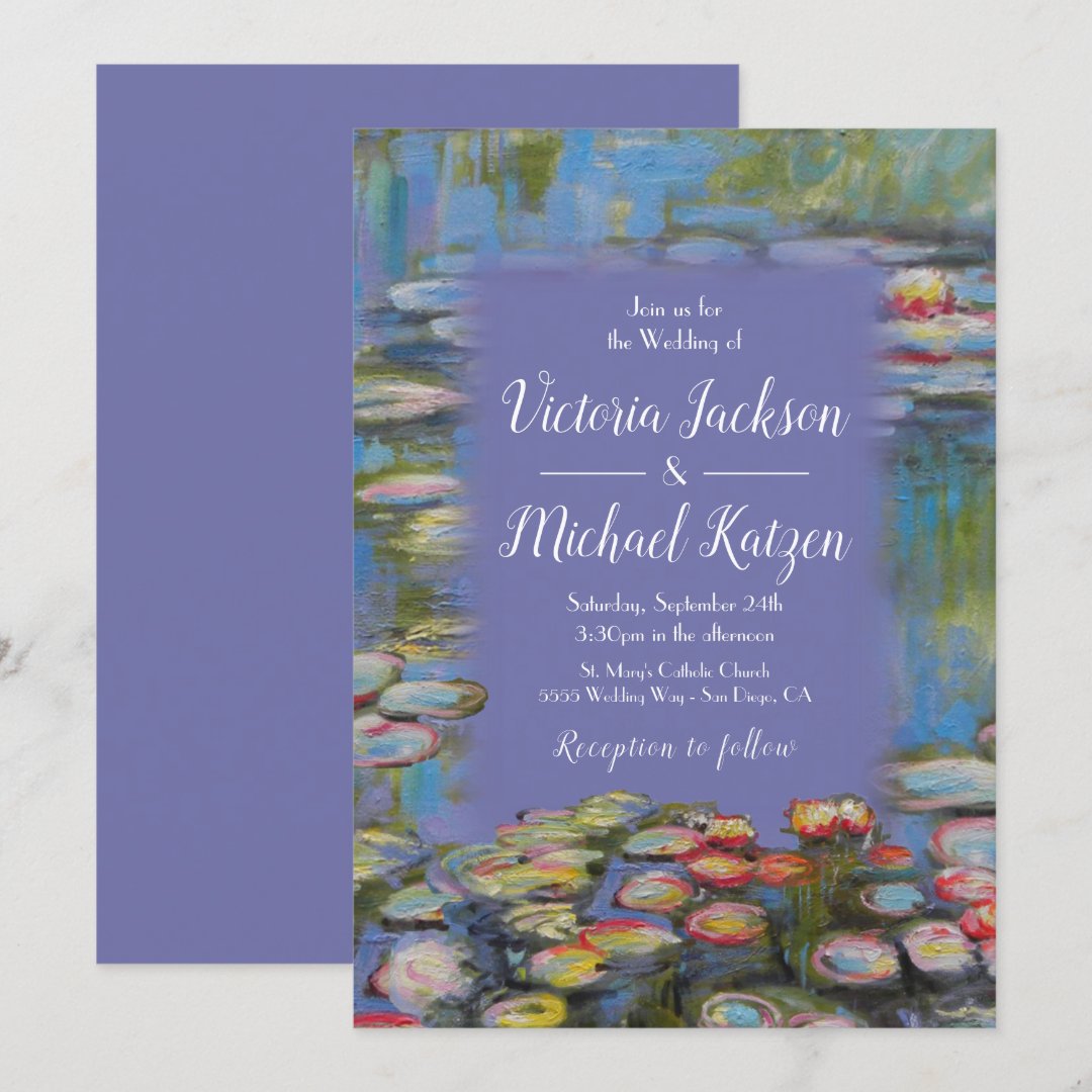 Monet Inspired Water Lilies Wedding Invitation | Zazzle