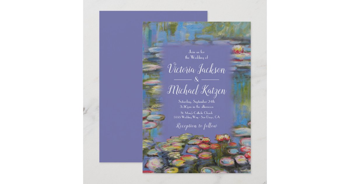 Monet Inspired Water Lilies Wedding Invitation | Zazzle