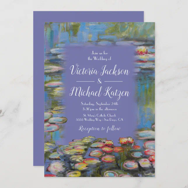 Monet Inspired Water Lilies Wedding Invitation | Zazzle