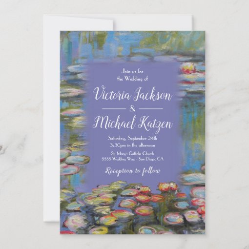 Monet Inspired Water Lilies Wedding Invitation | Zazzle
