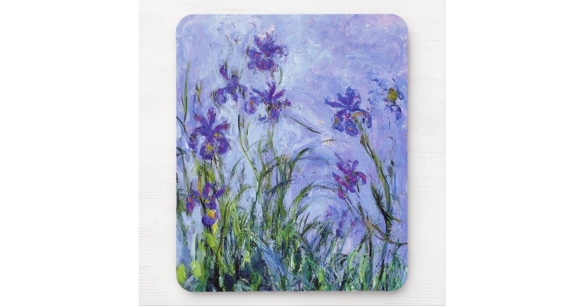 Monet Lilac Irises Mouse Pad | Zazzle