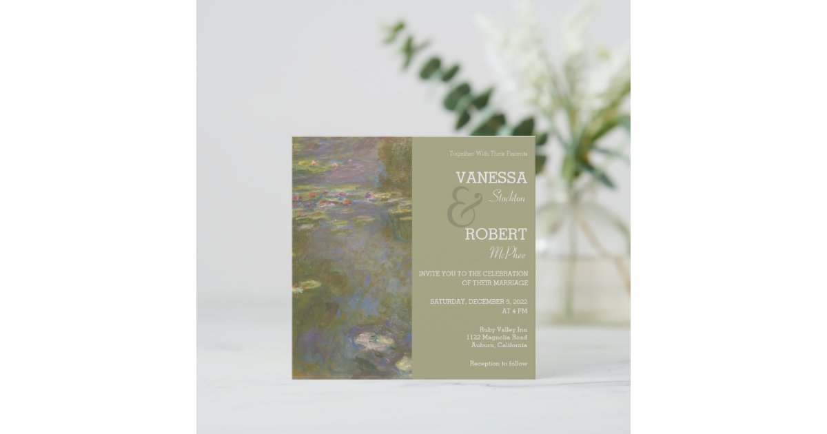 Monet Lily Pond Wedding Invitation | Zazzle