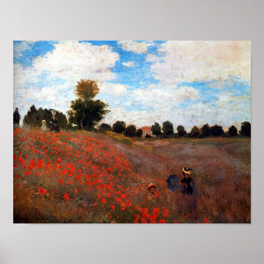 Monet Red Poppy Field Fine Art Print | Zazzle