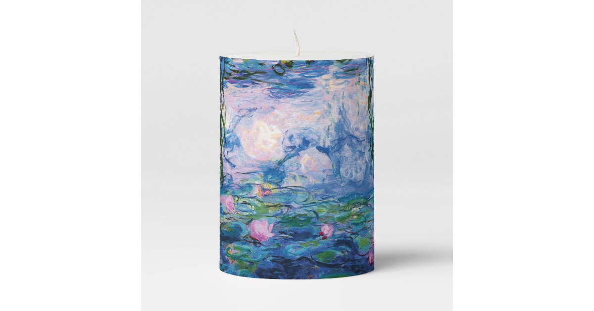 Monet’s Water Lilies Pillar Candle | Zazzle