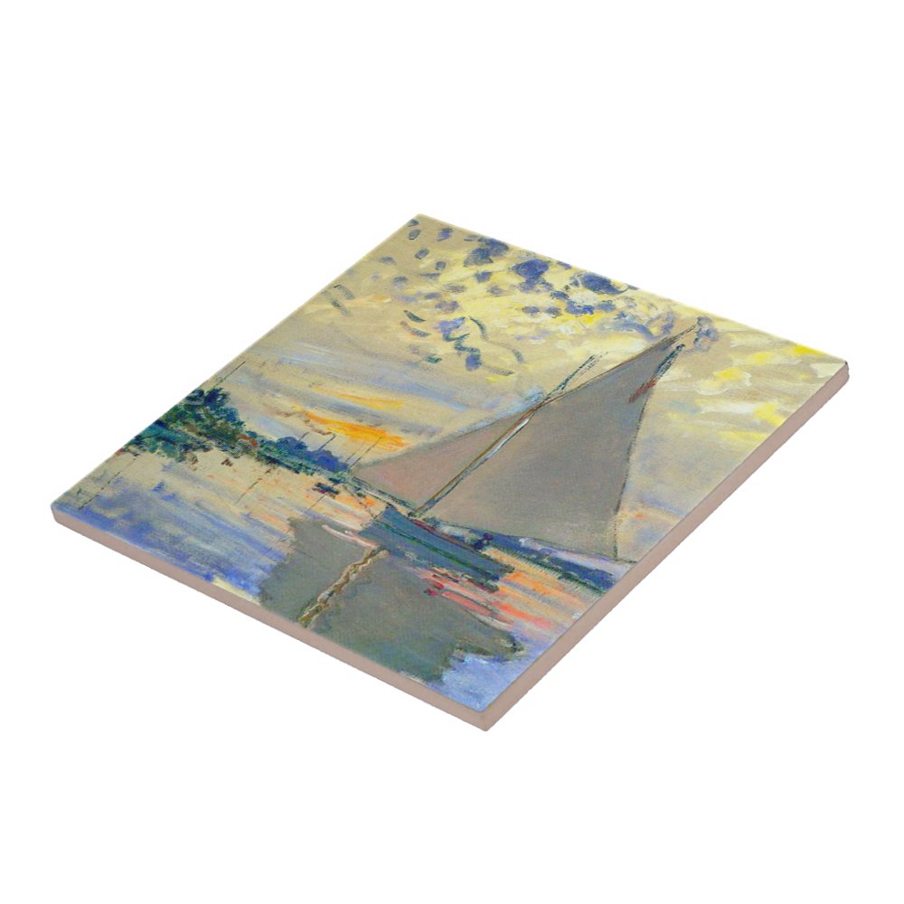 Monet Sailboat at Le Petit-Gennevilliers Ceramic Photo Tile sold by ...