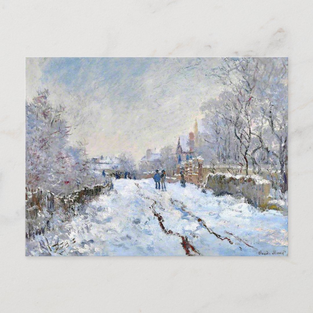 Monet - Snow Scene at Argenteuil Postcard | Zazzle