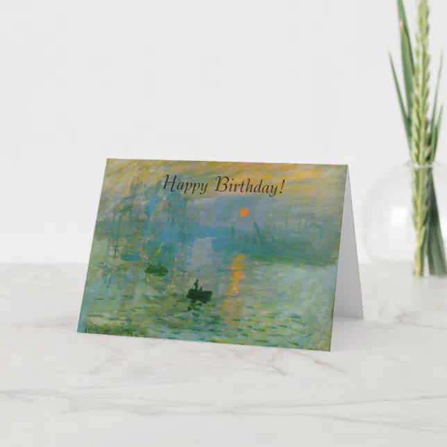Monet Sunrise Painting Happy Birthday Card | Zazzle