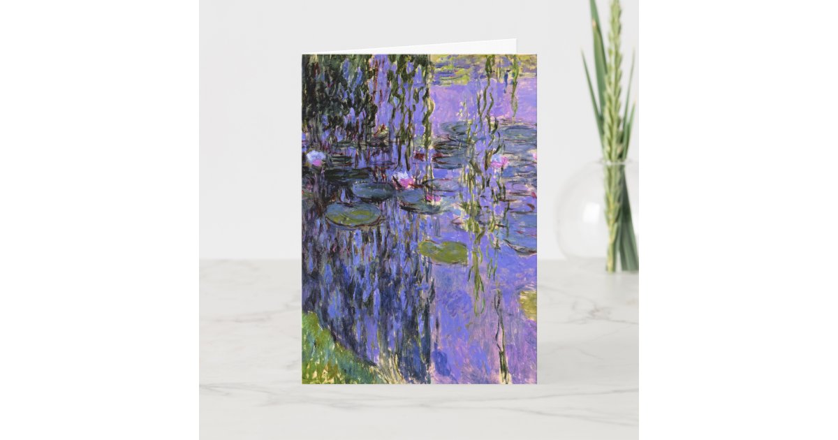 Monet - Water Lilies, 1916-1919, lavender Card | Zazzle