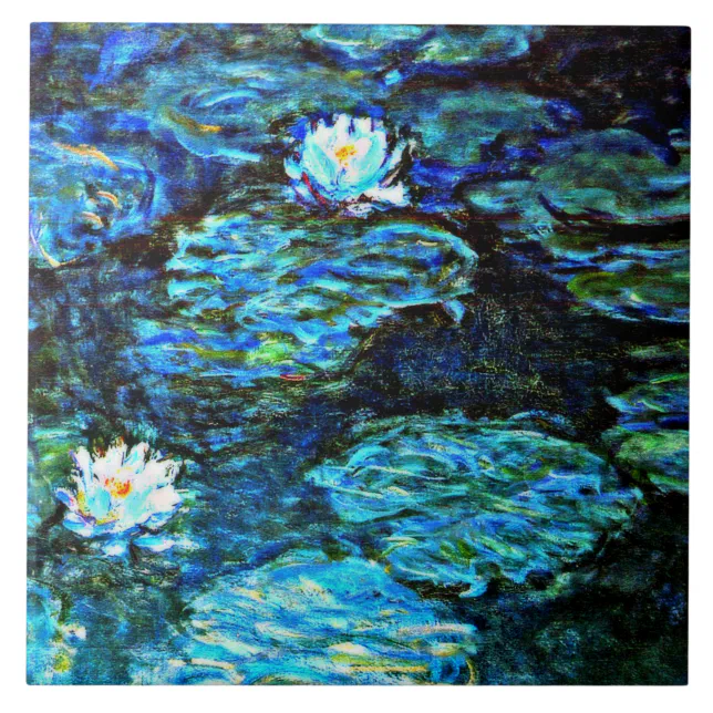 Monet - Water Lilies, Blue Ceramic Tile | Zazzle