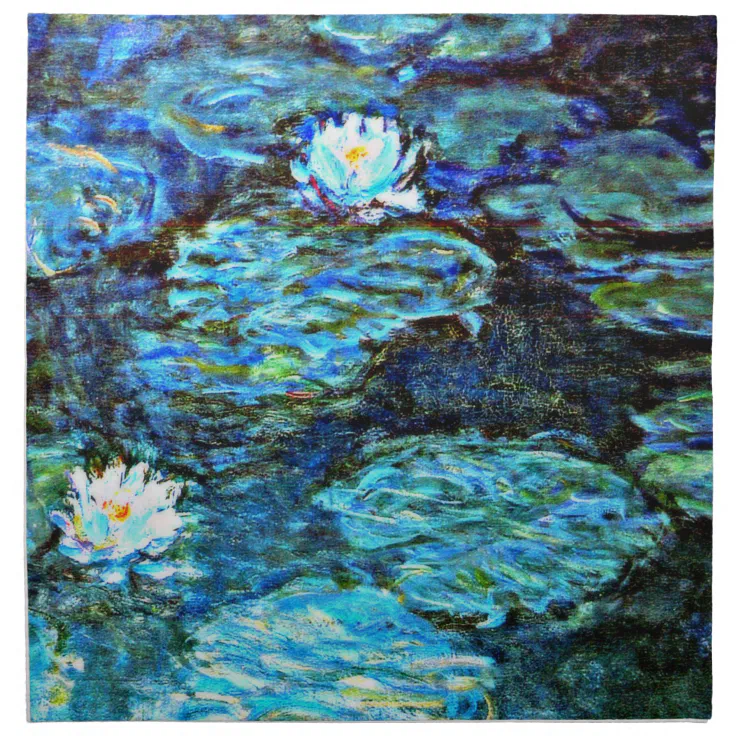 Monet - Water Lilies, Blue, Impressionism Cloth Napkin | Zazzle