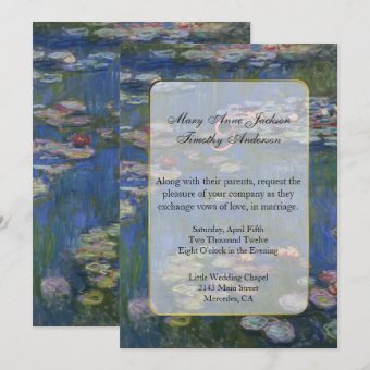 Monet Water Lilies Wedding Invitation | Zazzle