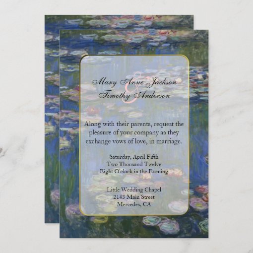 Monet Water Lilies Wedding Invitation | Zazzle
