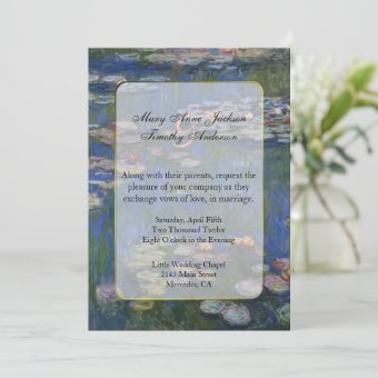 Monet Water Lilies Wedding Invitation | Zazzle