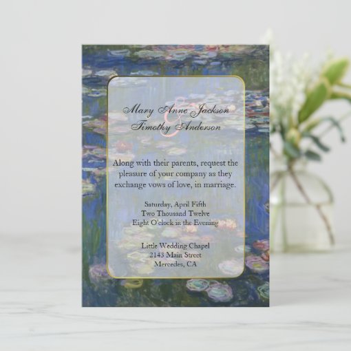 Monet Water Lilies Wedding Invitation | Zazzle
