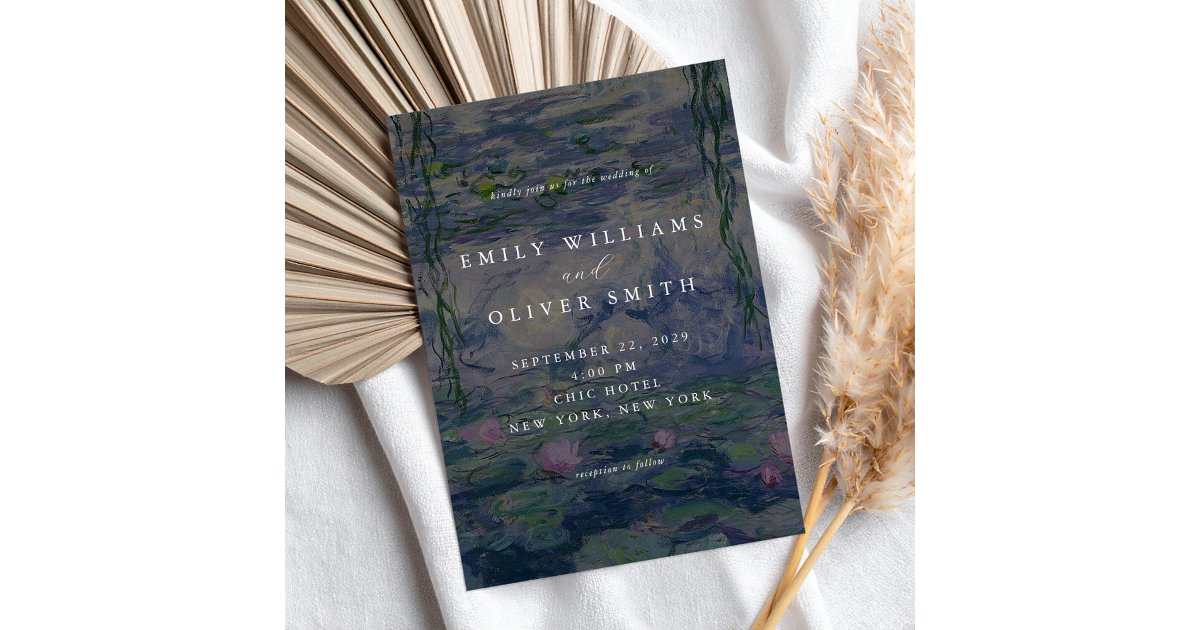 Monet Water Lilies Wedding Invitation | Zazzle