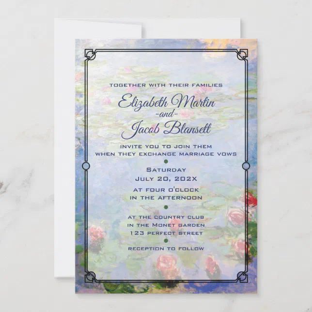 Monet's Water Lilies Art Wedding Invitation | Zazzle