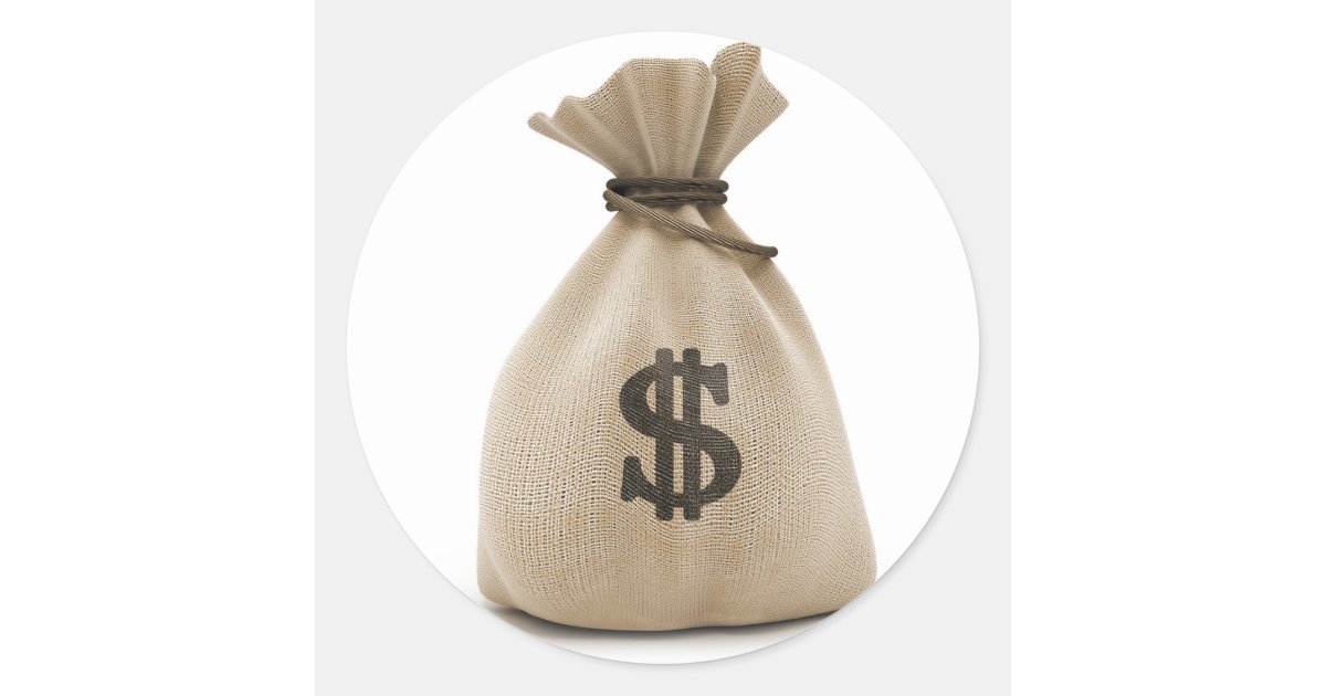 money bag classic round sticker | Zazzle