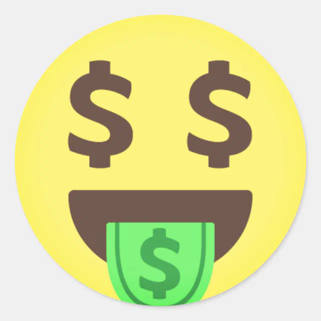 Money Dollar Signs Emoji Classic Round Sticker | Zazzle