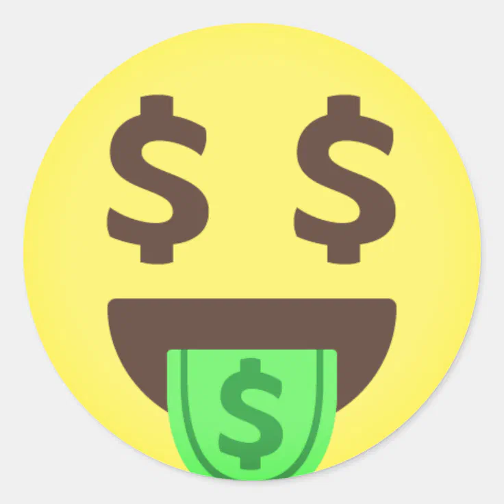 Money Dollar Signs Emoji Classic Round Sticker | Zazzle