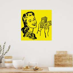 Money Girl Pop Art Large Poster | Zazzle