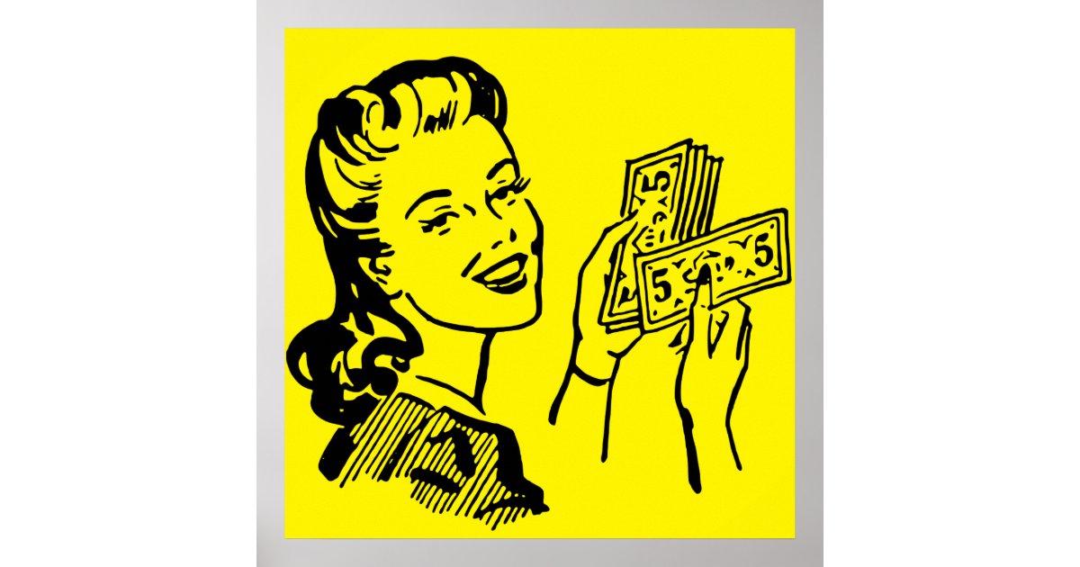 Money Girl Pop Art Large Poster | Zazzle