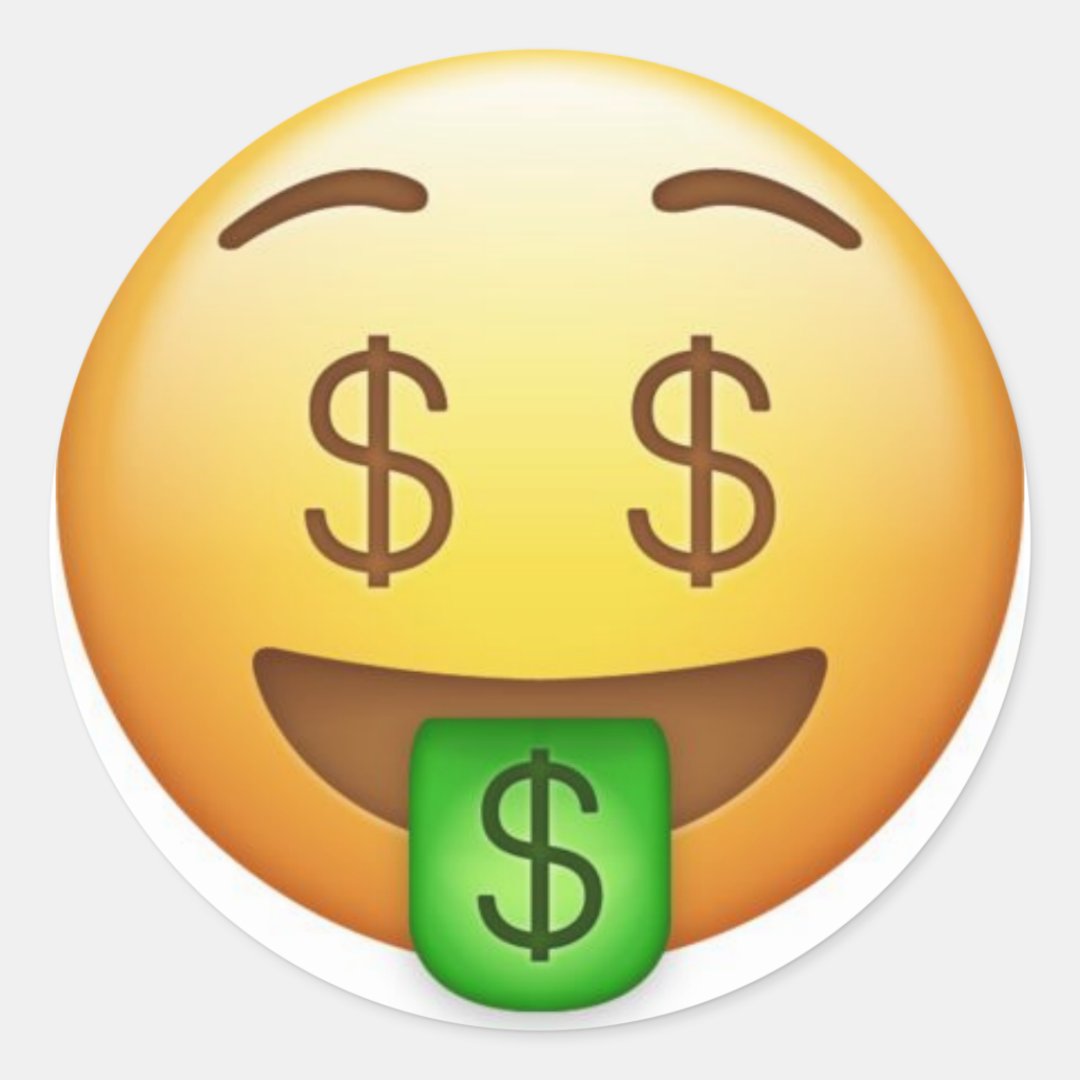 Money Mouth Hilarious Emoji Classic Round Sticker | Zazzle