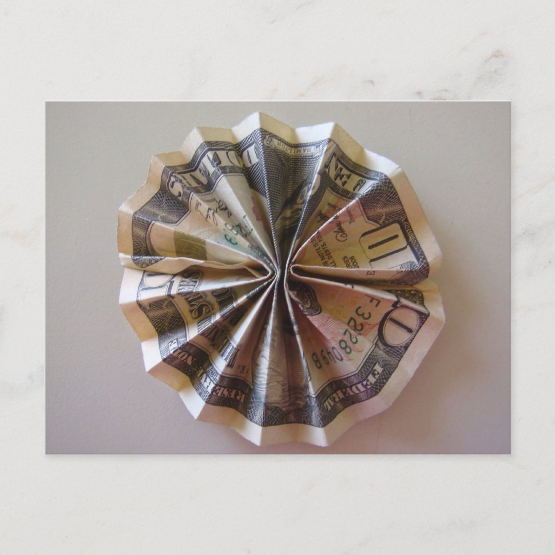 Money Origami Rosette Postcard | Zazzle
