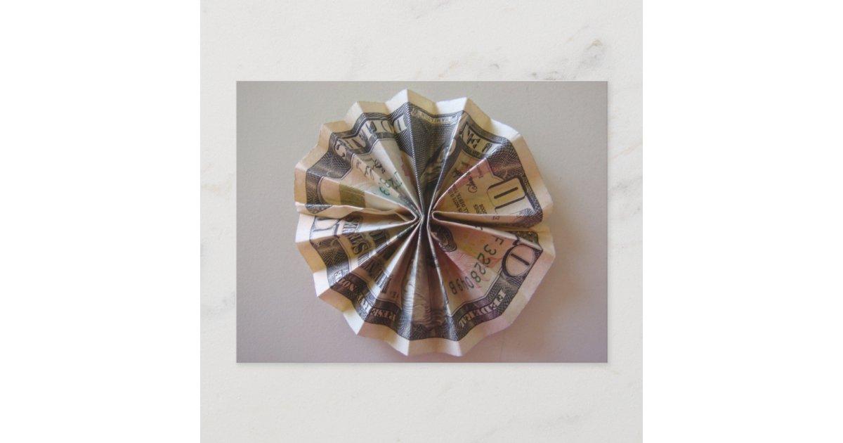 Money Origami Rosette Postcard | Zazzle