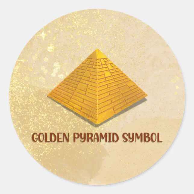 Money Reiki Infused Golden Pyramid Symbol Classic Round Sticker | Zazzle