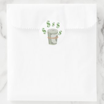 Money Roll Classic Round Sticker | Zazzle