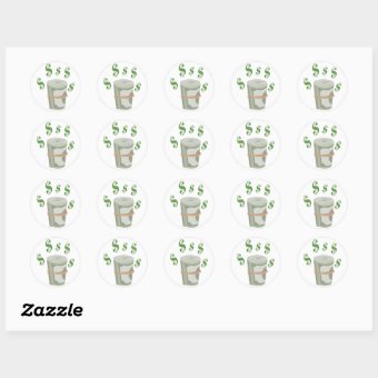 Money Roll Classic Round Sticker | Zazzle