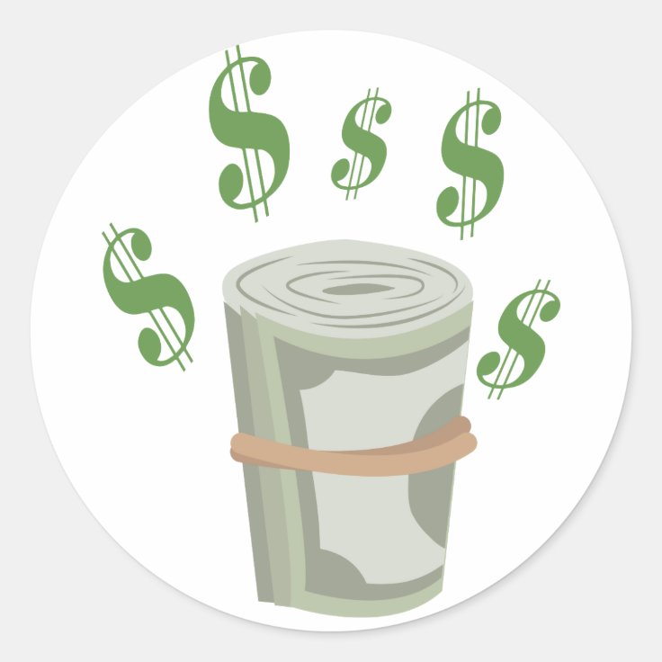 Money Roll Classic Round Sticker | Zazzle