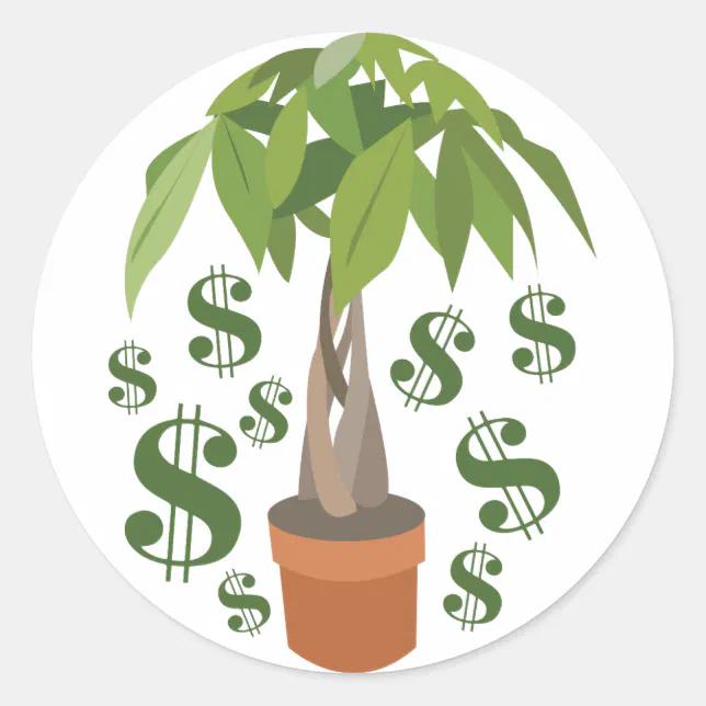 Money Tree Classic Round Sticker | Zazzle