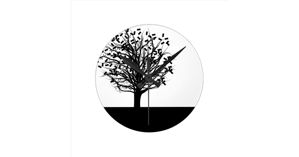 Money Tree Silhouette Round Clock | Zazzle
