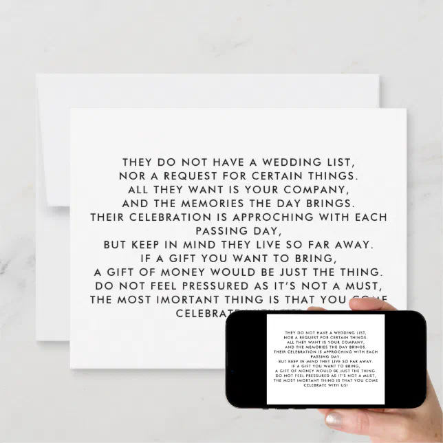 Money Tree/Wishing Well Invitation Insert | Zazzle