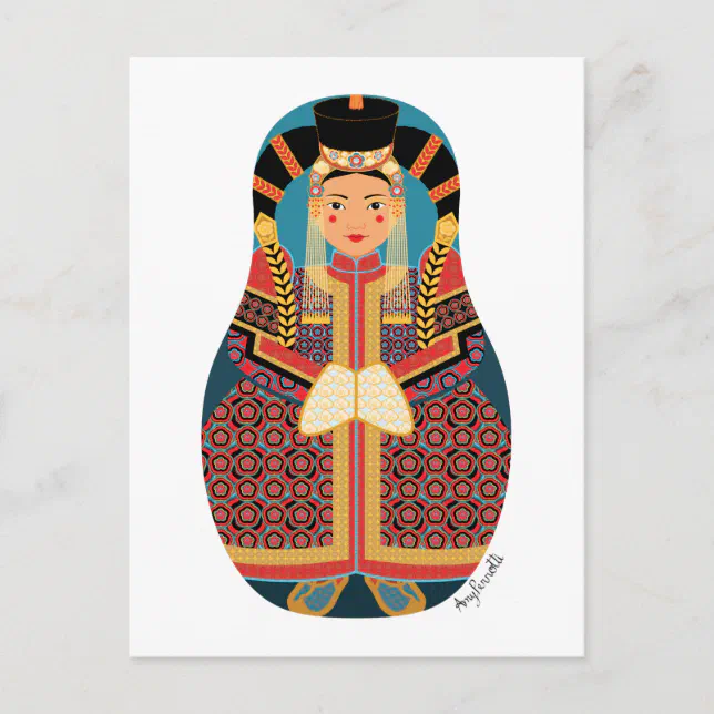 Mongol Matryoshka Postcard | Zazzle
