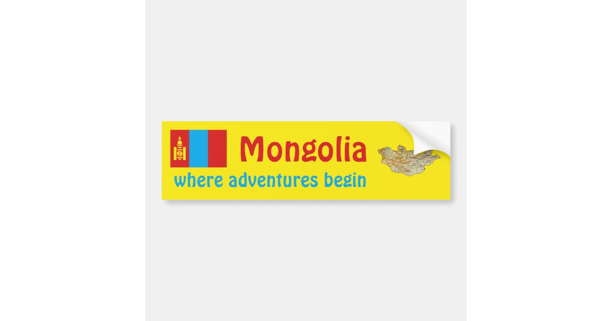 Mongolia Flag + Map Bumper Sticker | Zazzle
