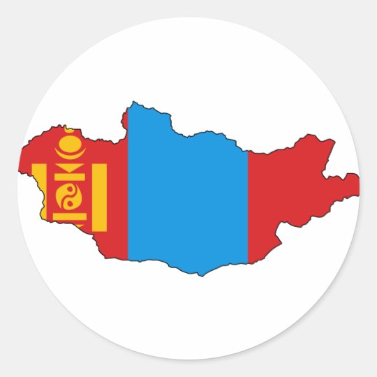 Mongolia flag map classic round sticker | Zazzle.com